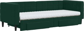 Válenda s přistýlkou a zásuvkami tmavě zelená 80 x 200 cm samet 3196758