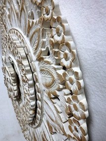 Závěsná dekorace MANDALA 3D, béžová, 90 cm, teakové dřevo