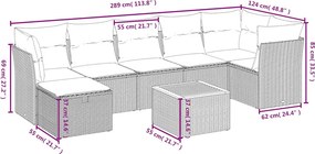 8dílná zahradní sedací souprava s poduškami černá polyratan 3264730
