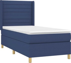Box spring postel s matrací modrá 90x190 cm textil 3132039