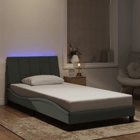 Rám postele s LED osvětlením bez matrace Hanko světle šedý 100 x 200 cm samet 3213763