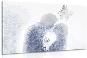 Obraz zamilovaný pár pod jmelím - 120x80 cm