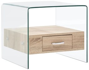 Konferenční stolek se zásuvkou 50 x 50 x 45 cm tvrzené sklo 284724