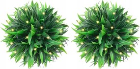 Fionshop 262757735 Umělé buxus koule s Led světly 2 ks zelené 20 cm