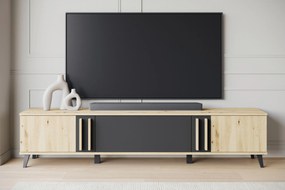 XXXLutz NÍZKÁ KOMODA, dub artisan, černá, 180/40/33 cm - Černé komody - 002778006401