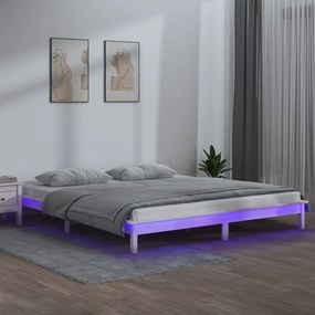 Rám postele s LED světlem bílý 140 x 190 cm masivní dřevo,  820652