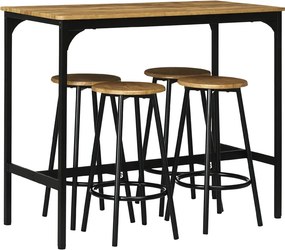 HOMCOM Barový set 5 ks se 4 barovými židlemi Kuchyňský stůl v industriálním designu rustikálně hnědý kovový jídelní set do kuchyně a baru | Aosom.de