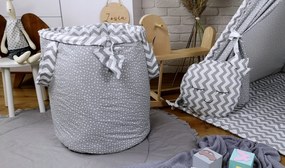 Dětský koš na hračky STARS - cik-cak/šedý