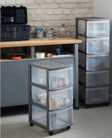 SUNDIS Úložný box se 3 zásuvkami, antracit, OFFICEMIX - MAXI , 3A