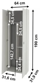 Kondela Kombinovaná skříň, DTD laminovaná, bílá, NATALI TYP 6