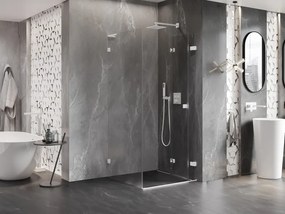 Mexen Lunar-F L, sklápěcí sprchový kout pravý 80 x 80 cm, 8mm čiré sklo, bílý profil, 836L-080-080-20-00-P