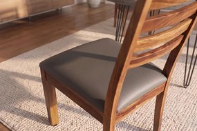 Designová židle Timber Sheesham / tmavě šedá ekokůže