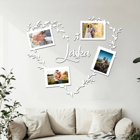 dřevo života Dřevěný fotorámeček na více fotografií Srdce lásky Zvolte barvu dekoru: Bílá, Zvolte velikost fotografie (cm): 10x15