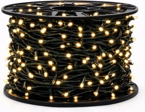 Easy Fix interiérový LED světelný řetěz 100 m, teple bílý, 1000 diod, zelený kabel IP20, cívka