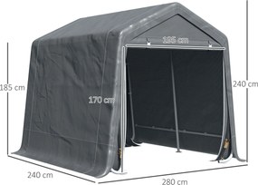 Zahradní stan Outsunny pro nářadí a bicykly 2,8x2,4x2,4 m Venkovní sklad s 2 zipovými dveřmi Voděodolný a UV-ochranný