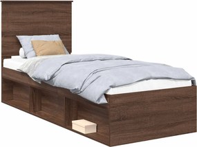 Rám postele s čelo Hnědý dub 75 x 190 cm Masivní borové dřevo 3411079