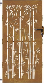 Zahradní branka 85 x 200 cm corten ocel bambusový design 153237