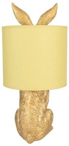 Zlatá stolní lampa králík se žlutým stínidlem Konijn