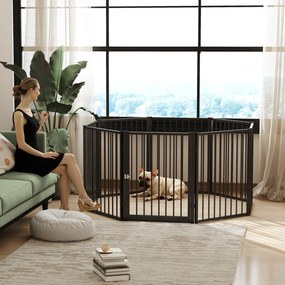 PawHut Psí Park Ohrady pro psy 8 panelů 60x76 cm pro malé a střední plemena, ocelový korál pro interiér i exteriér, černý