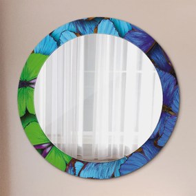 Kulaté dekorativní zrcadlo Modrý a zelený motýl fi 70 cm