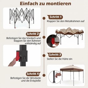Costway Výsuvný altán vodotěsný zahradní altán s nastavitelnou výškou kovovým