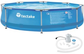 tectake 402895 bazén kruhový s ocelovou konstrukcí a filtračním čerpadlem ø 300 x 76 cm - modrá