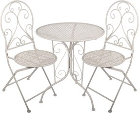 Béžový zahradní kovový Bistro set stůl a 2 židle - Ø 60*70 / 39*39*94 cm