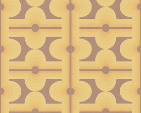 Vliesová tapeta retro, geometrická - hnědá, žlutá 395334 / Tapety na zeď 39533-4 Retro Chic (0,53 x 10,05 m) A.S.Création