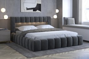 Eltap Čalouněná postel Lamica s úložným prostorem - dřevo Materiál a barva potahu: Monolith 85 - šedá, Rozměry (cm): 180x200