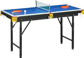 SPORTNOW multigame herní stůl 2v1 multifunkční stůl na stolní tenis a kulečník pro děti a dospělé, ocel 140x63x60-80cm, zelený | Aosom.de
