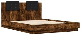 vidaXL Rám postele s čelem kouřový dub 140 x 200 cm kompozitní dřevo