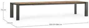 BIZZOTTO rozkládací zahradní stůl CAMERON 253/319/384x100 cm antracit 0663382
