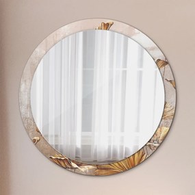 Kulaté dekorativní zrcadlo Zlaté listy fi 100 cm