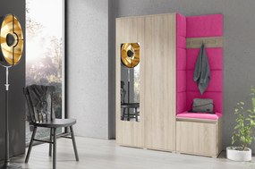 Eka Předsíňová stěna s čalouněnými panely Trinity 11 - Sonoma / Růžová 2310