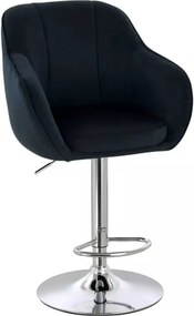 LuxuryForm DESIGN Barová židle AVOLA VELUR na stříbrné kulaté podstavě - černá