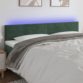 Čelo postele s LED tmavě zelené 200x5x78/88 cm samet 3121821