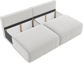 Světle šedá sametová rozkládací/s úložným prostorem pohovka 216 cm Kalena – Makamii