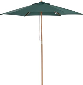 Zahradní slunečník Outsunny Ø250x230 cm s 6 odnímatelnými stožáry, anti-UV, voděodolný a dřevěný rám pro pláž a terasu, zelený | Aosom