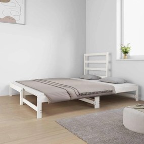 Výsuvná postel bílá 2x (90 x 190) cm masivní borovice 3124748