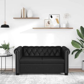 Chesterfield 2místná sedačka umělá kůže černá 242369