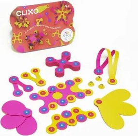 Clixo Crew Pink  Yellow Magnetická stavebnice / 30ks / od 4 let