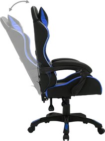 Herní židle s RGB LED podsvícením modro-černá faux kůže 287996