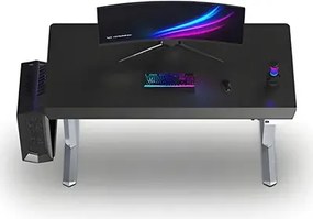 ULTRADESK Quest šedá, černá deska / Herní stůl / 140 x 70 cm / 72-120