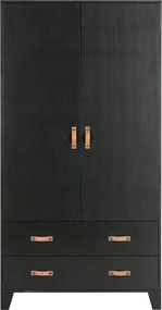Černá šatní skříň z borovicového dřeva 94x180 cm Dian - WOOOD