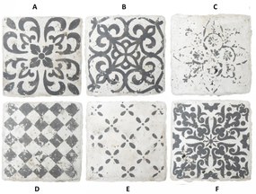 IB LAURSEN Keramická kachlička Marrakech Grey B, šedá barva, bílá barva, keramika