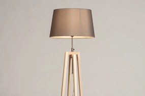 Stojací designová lampa Paola Grey and Natur Wood