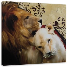 Obraz na plátně Lvi Zvířata Brown - 50x50 cm