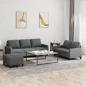 3dílná sedací souprava s poduškami tmavě šedá textil 3201469