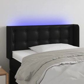 Čelo postele s LED černé 103 x 16 x 78/88 cm umělá kůže