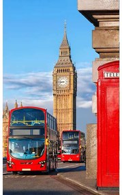 Dvoudílná vliesová fototapeta Big Ben a londýnská telefonní budka, rozměr 150x250cm, MS-2-0018
